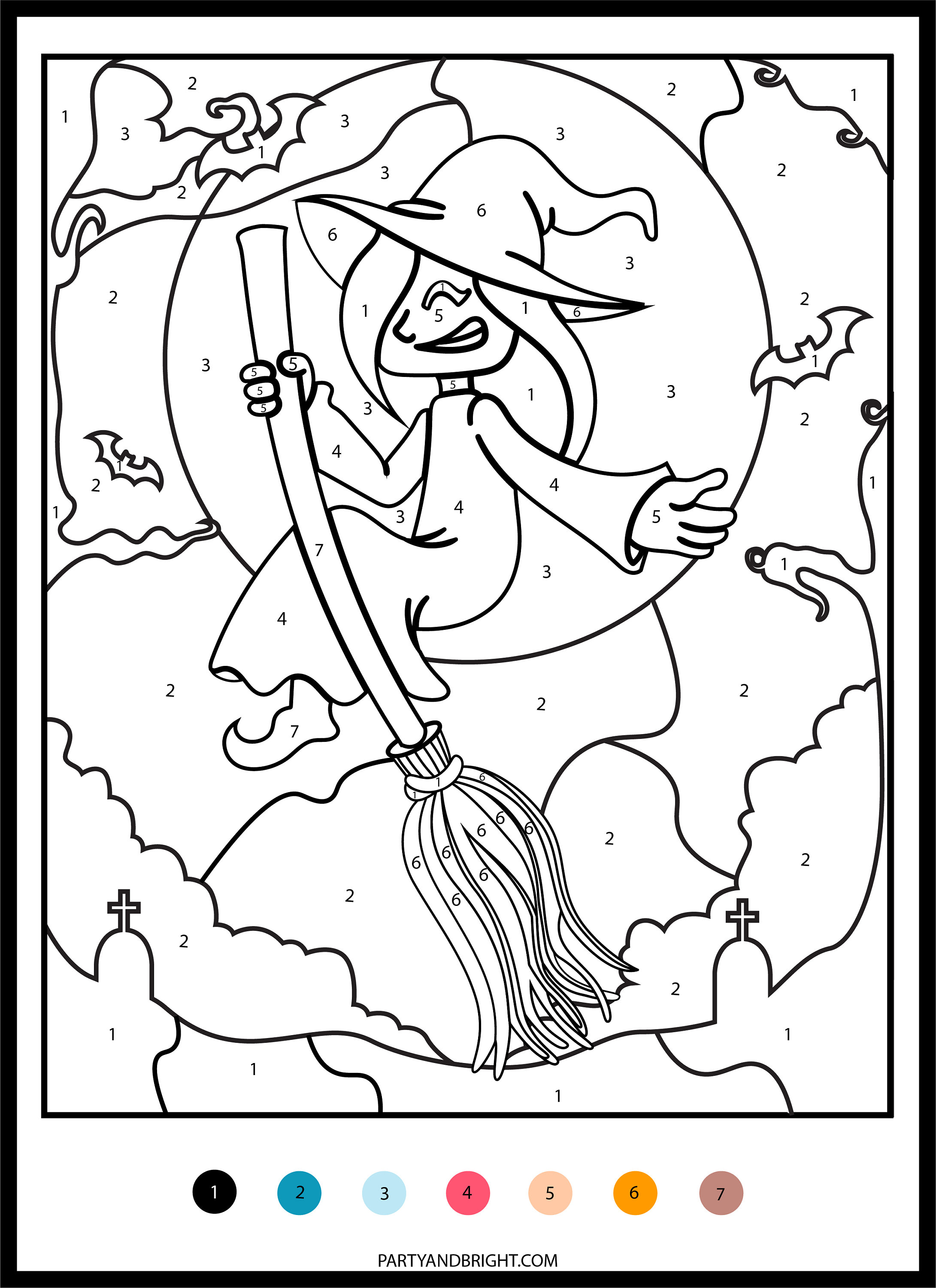 Halloween Color by Number Printables | Spooky Coloring Pages (digital ...