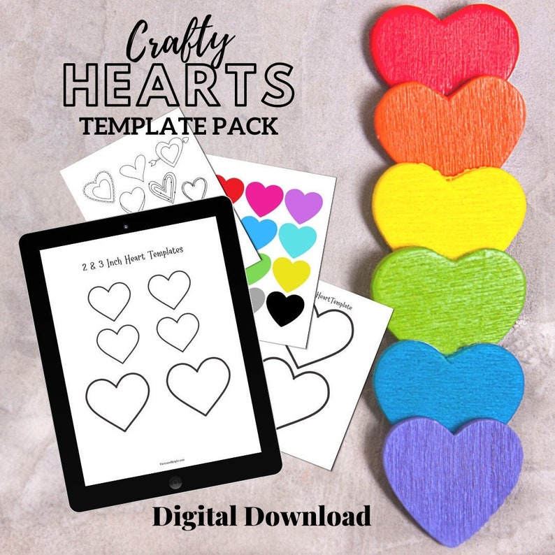 Hearts Template Pack, Printable Heart Templates for Crafts + Decor ...