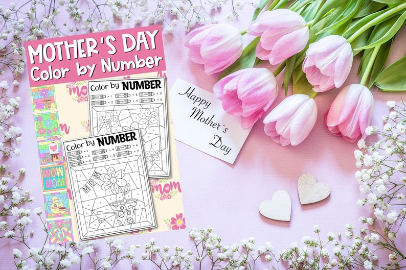Mother's Day Color by Number, Mothers Day Gift Idea, Gift for Mom From ...