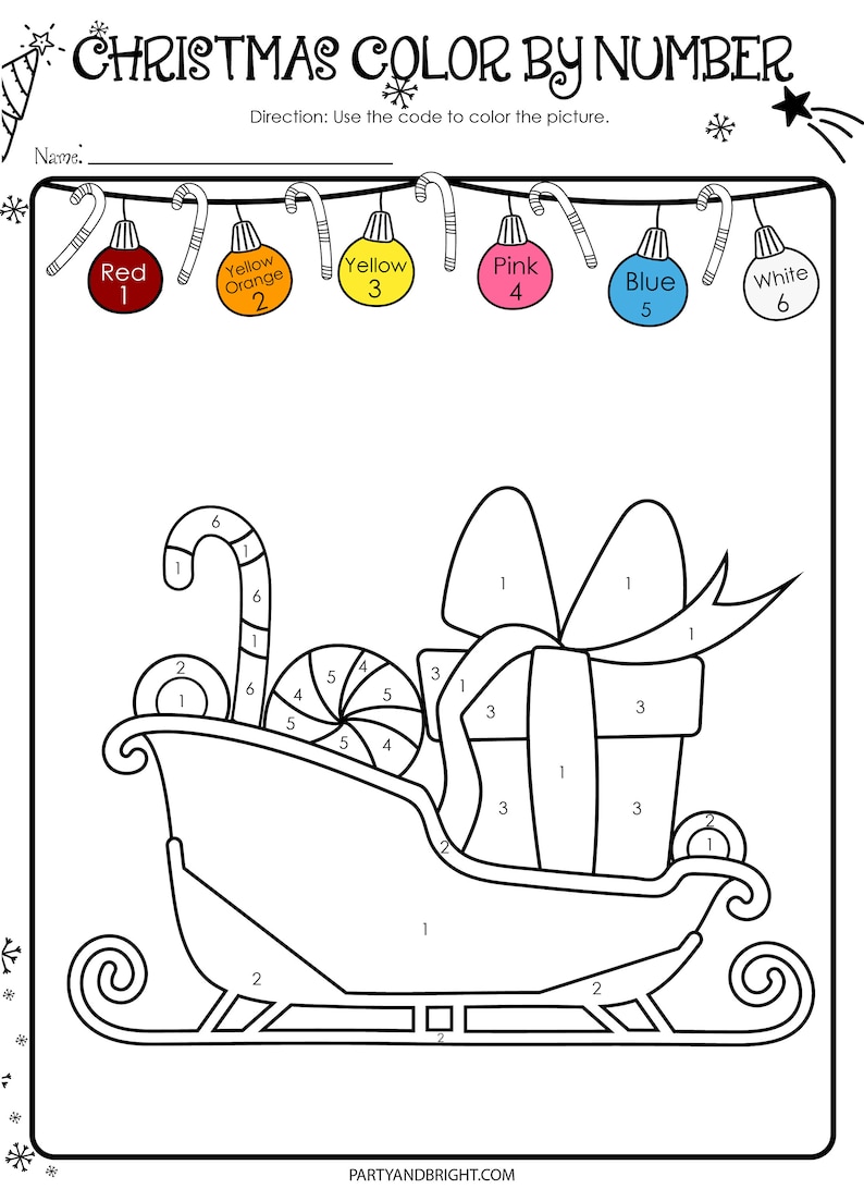 Christmas Color by Number Printable PDF | Holiday Coloring Sheets ...
