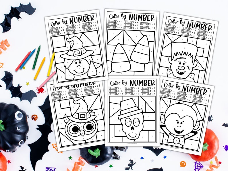 Halloween Color by Number Printables, Paint by Number Printable ...