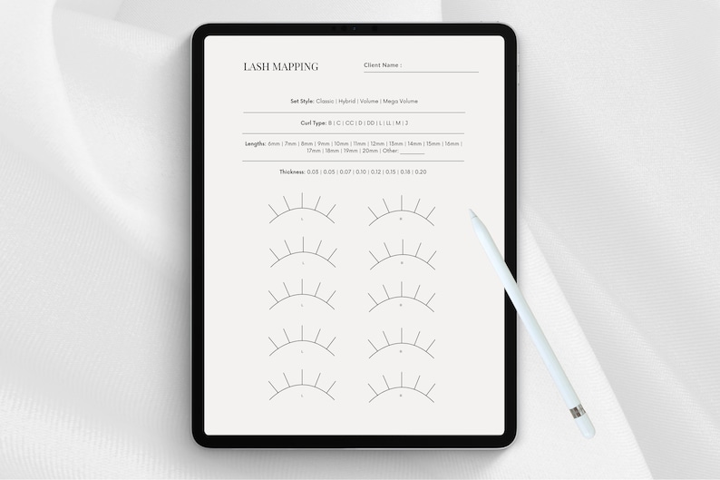 Lash Mapping Sheets, Lash Mapping Templates, Lash Mapping Guide ...