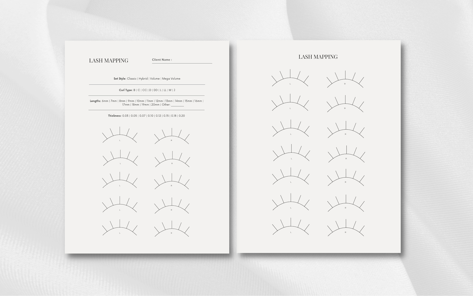 Lash Mapping Sheets: Eyelash Extensions Printable Forms (PDF) - Etsy