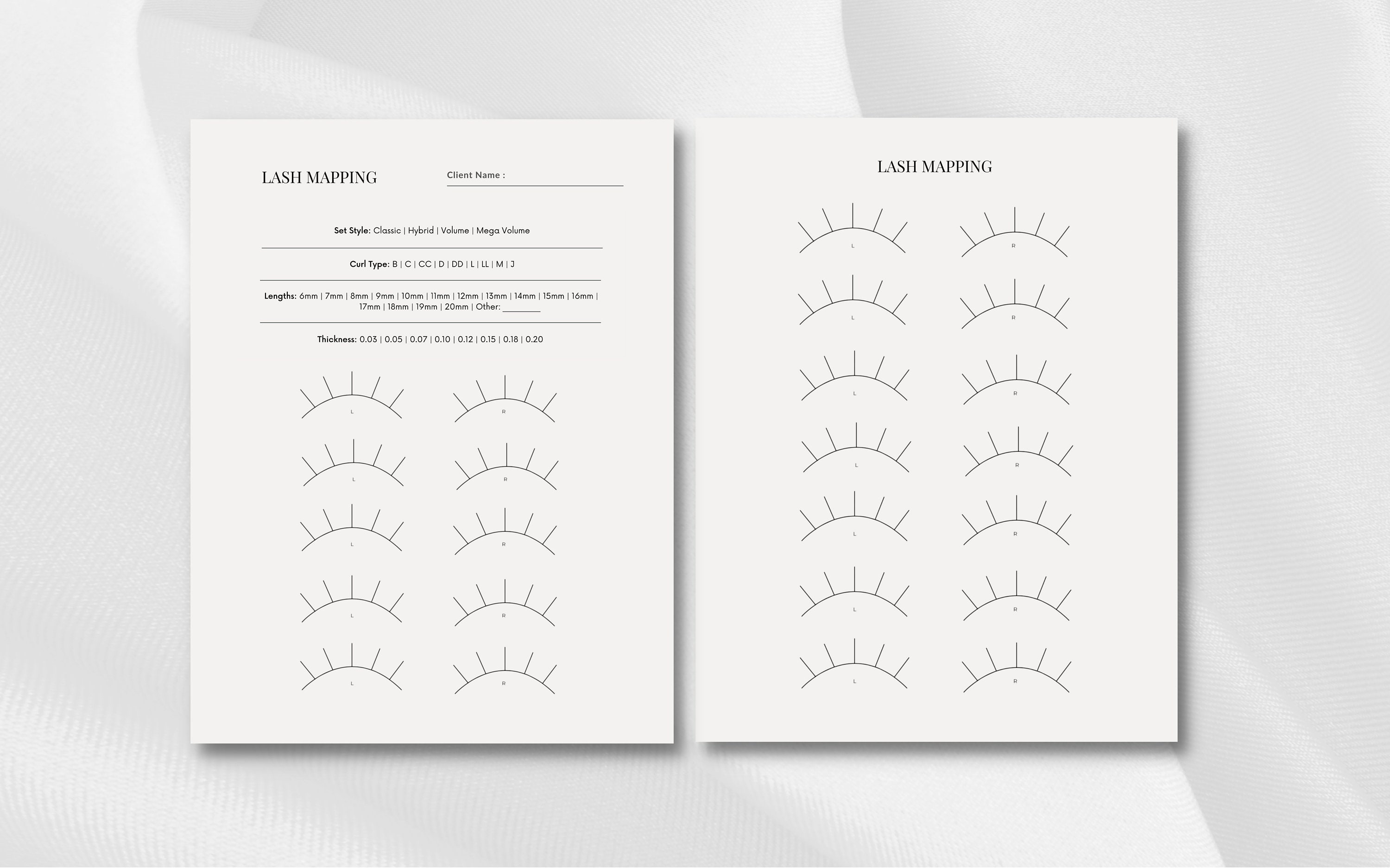 Lash Mapping Sheets, Lash Mapping Templates, Lash Mapping Guide ...