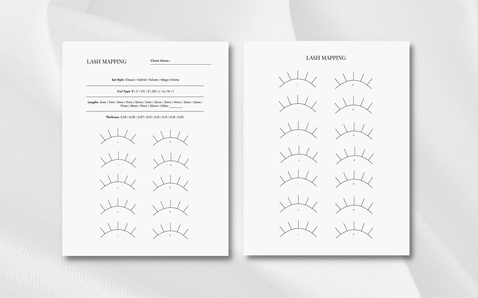 Lash Mapping Sheets, Lash Mapping Templates, Lash Mapping Guide ...