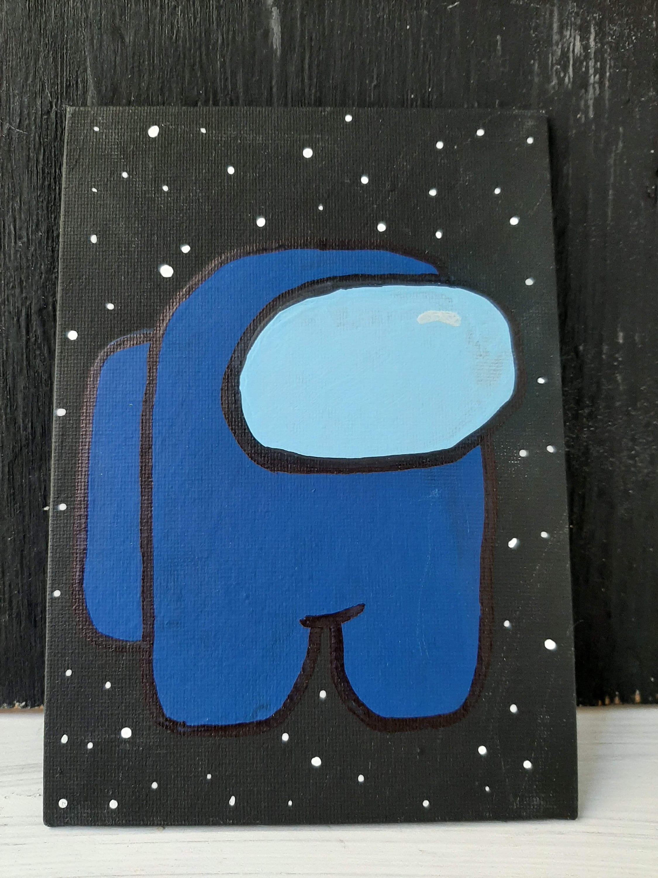 Custom Among Us Painting Blue Crewmate Acrylic on Canvas 5x7 | Etsy