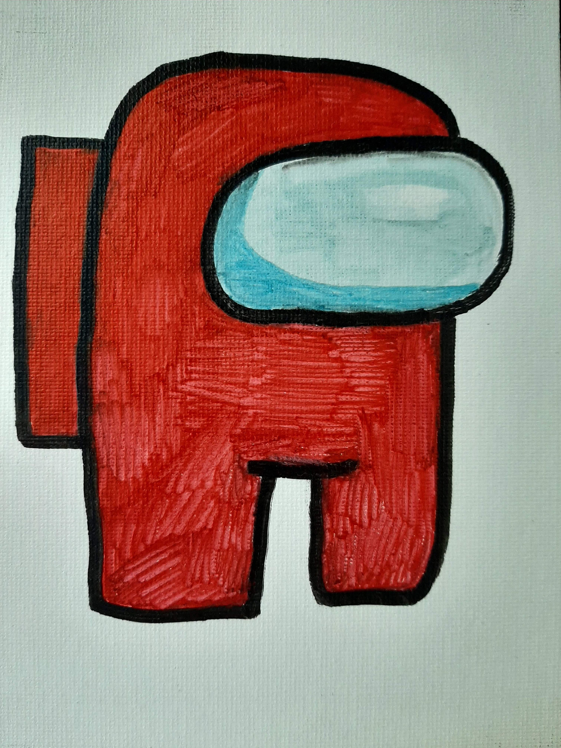 Among Us Custom Artwork Marker Drawing on Canvas Red Imposter Crewmate ...