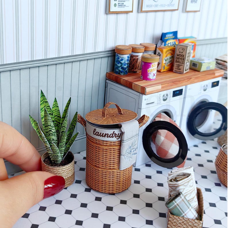 DIY Dollhouse Washing Machine & Miniature Laundry Room Furniture ...