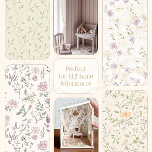 Cottagecore Floral Miniature Wallpaper | 1:12 Scale Dollhouse Wall ...