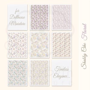 Shabby Chic Floral Dollhouse Wallpaper 1:12 Scale Miniature Wallpaper ...