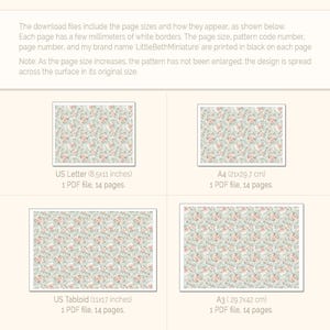 Shabby Chic Floral Dollhouse Wallpaper 1:12 Scale Miniature Wallpaper ...