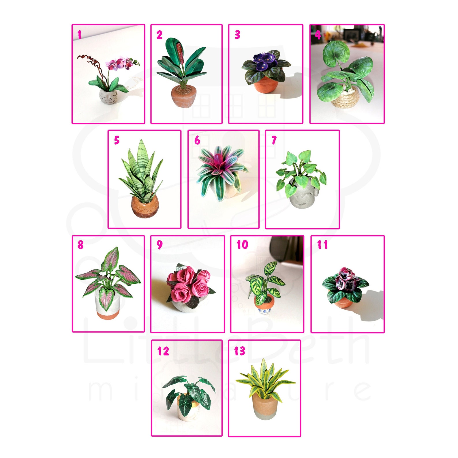 Dollhouse Miniatures Plants Printable 1:12 Scale. 13 Different, Paper ...