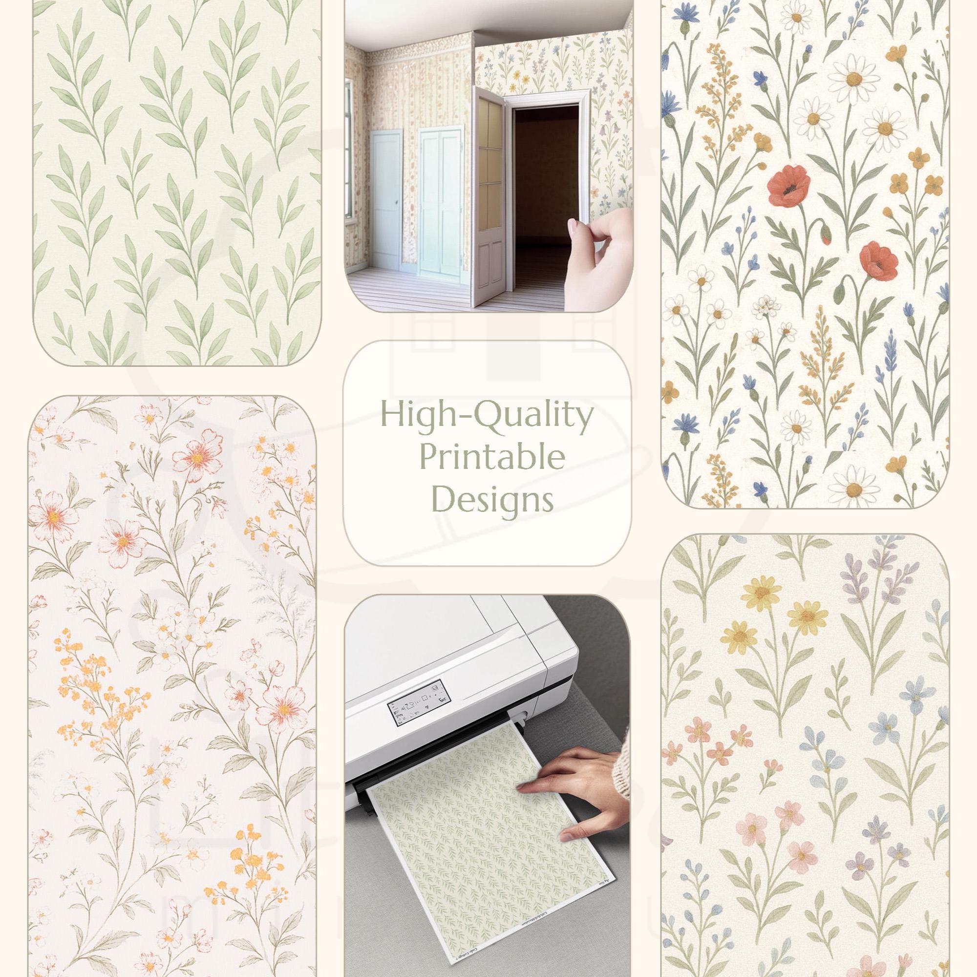 Cottagecore Floral Miniature Wallpaper | 1:12 Scale Dollhouse Wall ...