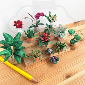 Dollhouse Miniatures Houseplants Decor. 1:12 Scale. 13 Different, Paper ...
