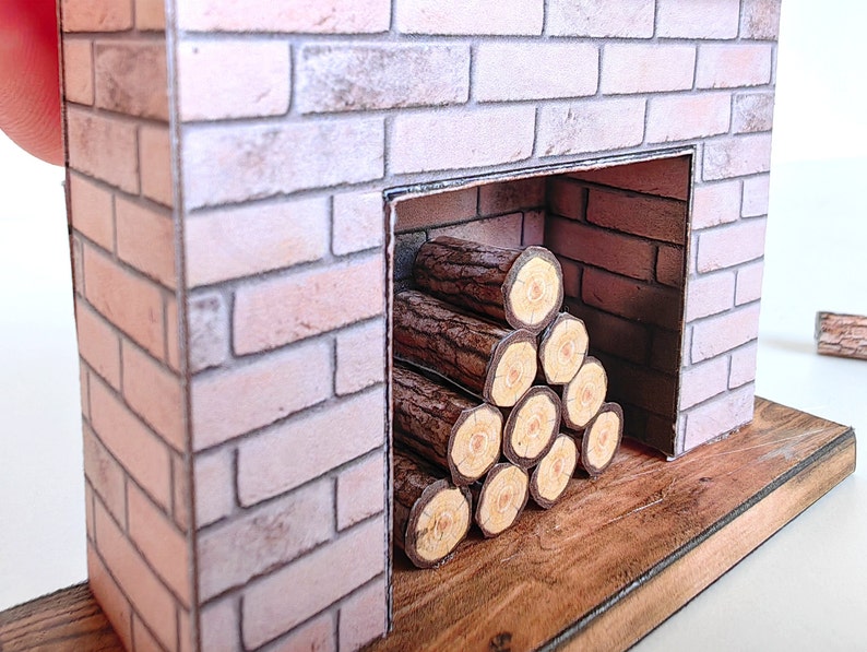 Dollhouse Fireplace Printable Miniature With Firewood (PDF Download) - Etsy