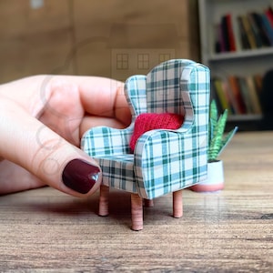 Miniature Dollhouse Printable Armchair | Countryside Plaid | 1:12 Scale ...