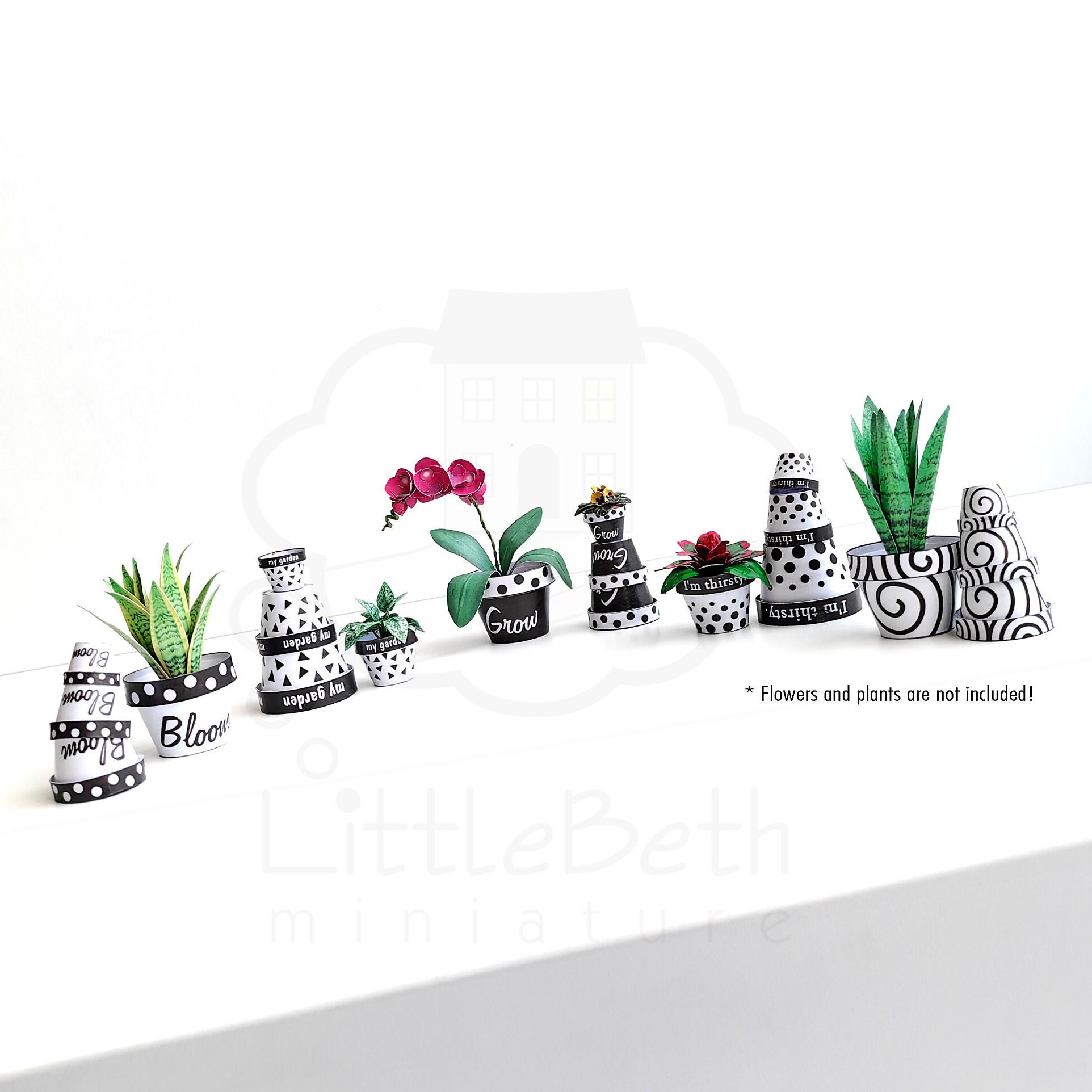 Dollhouse Miniatures Printable Plant Pots Template (PDF Download) - Etsy