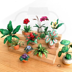 Dollhouse Miniatures Houseplants Decor. 1:12 Scale. 13 Different, Paper ...