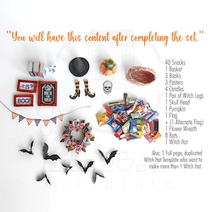 Miniature Printable Halloween Decorations Set. Dollhouse 1:12 Scale ...