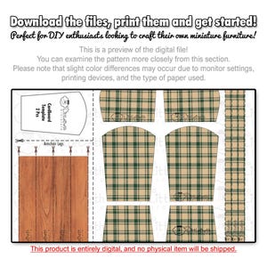 Miniature Dollhouse Printable Armchair | Countryside Plaid | 1:12 Scale ...