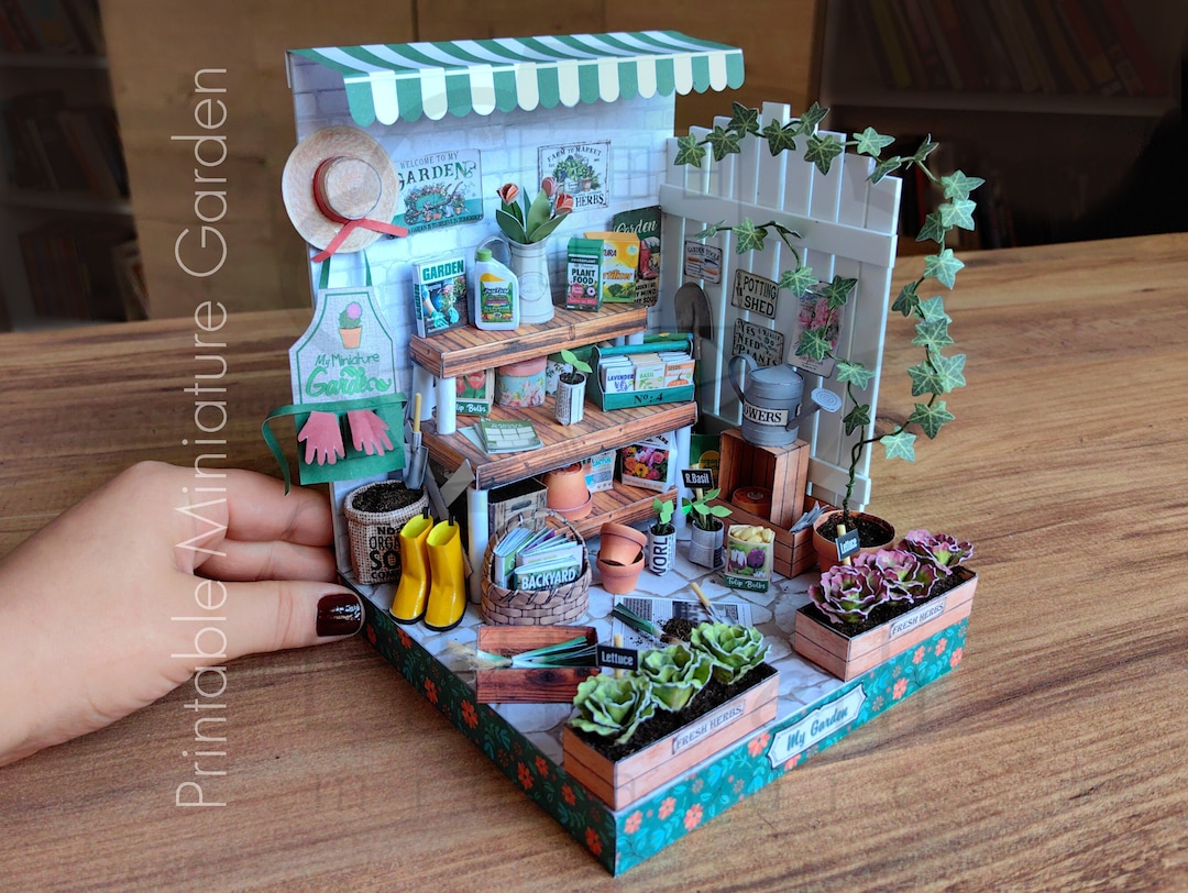 Printable My Miniature Garden Kit: DIY Dollhouse Room Box (PDF Download ...