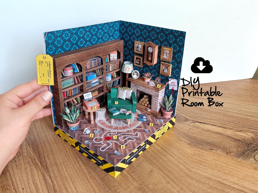 Dollhouse Printable DIY Miniature Mysterious Murder Room Box, Paper ...