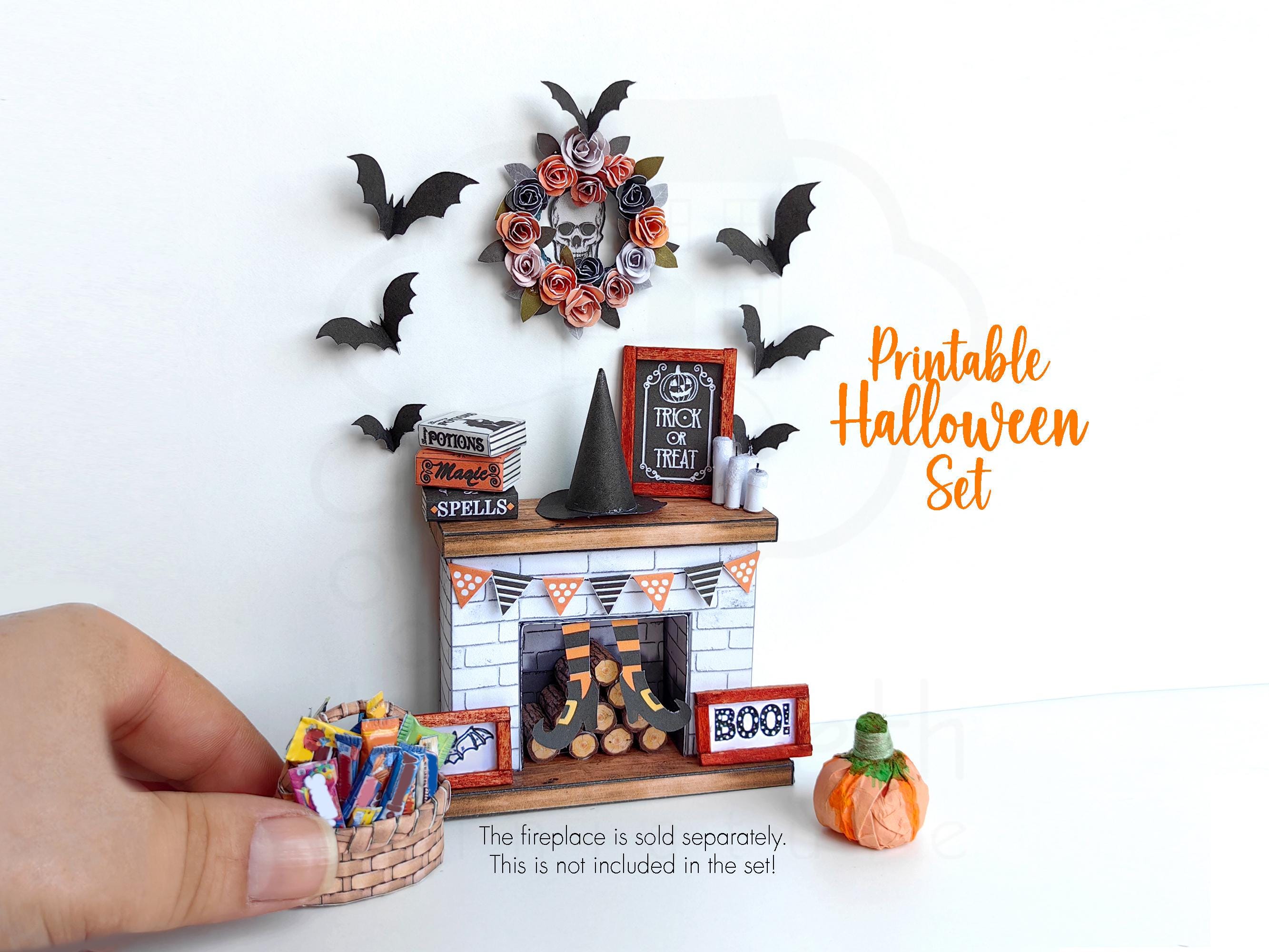 Miniature Printable Halloween Decorations Set. Dollhouse 1:12 Scale ...