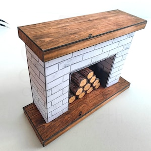 Printable Miniatures White Fireplace With Firewoods for Dollhouse ...