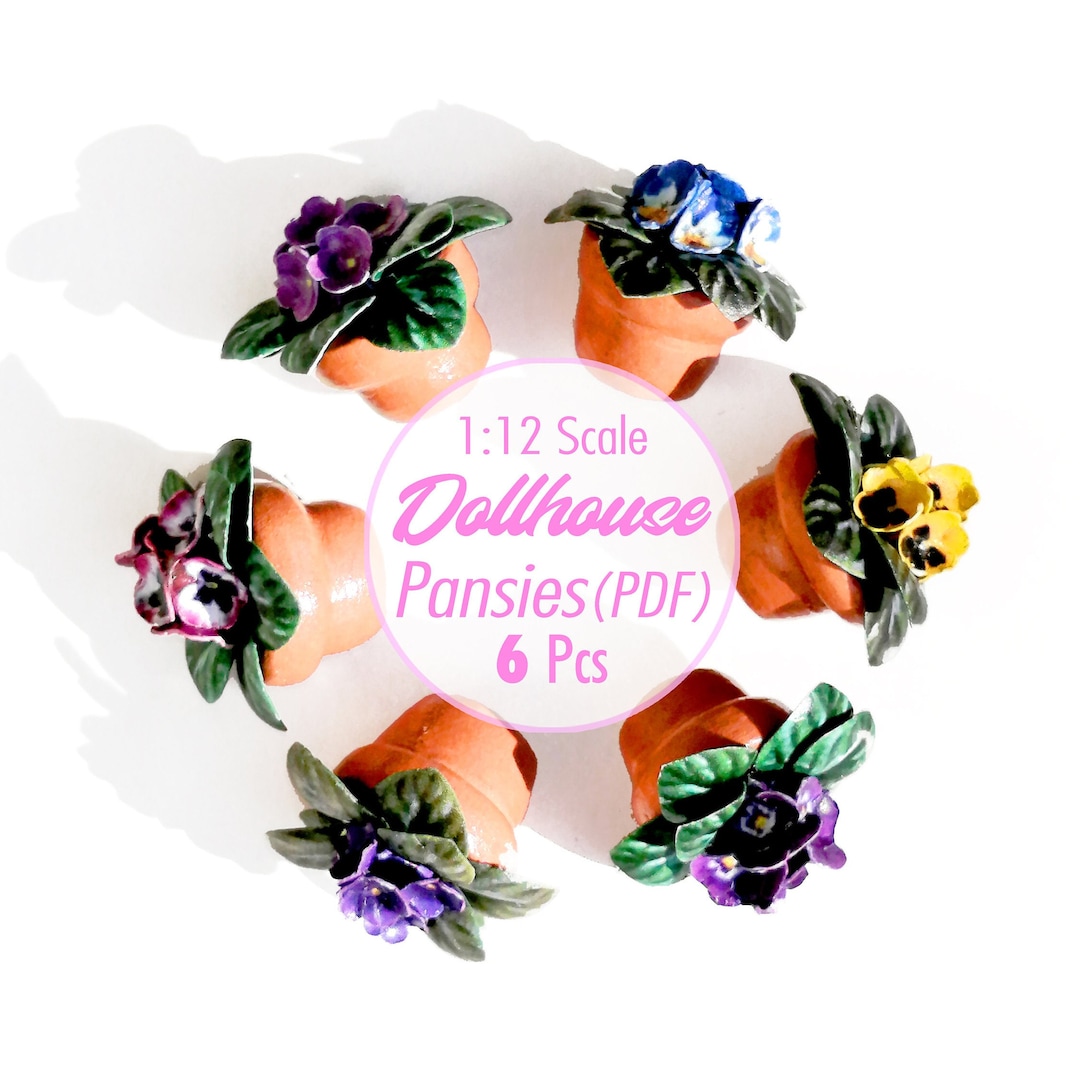 Miniature Flower Pansies, DIY Dollhouse Printable 1:12 Scale, 6 Colors ...