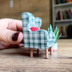 Miniature Dollhouse Printable Armchair | Countryside Plaid | 1:12 Scale ...