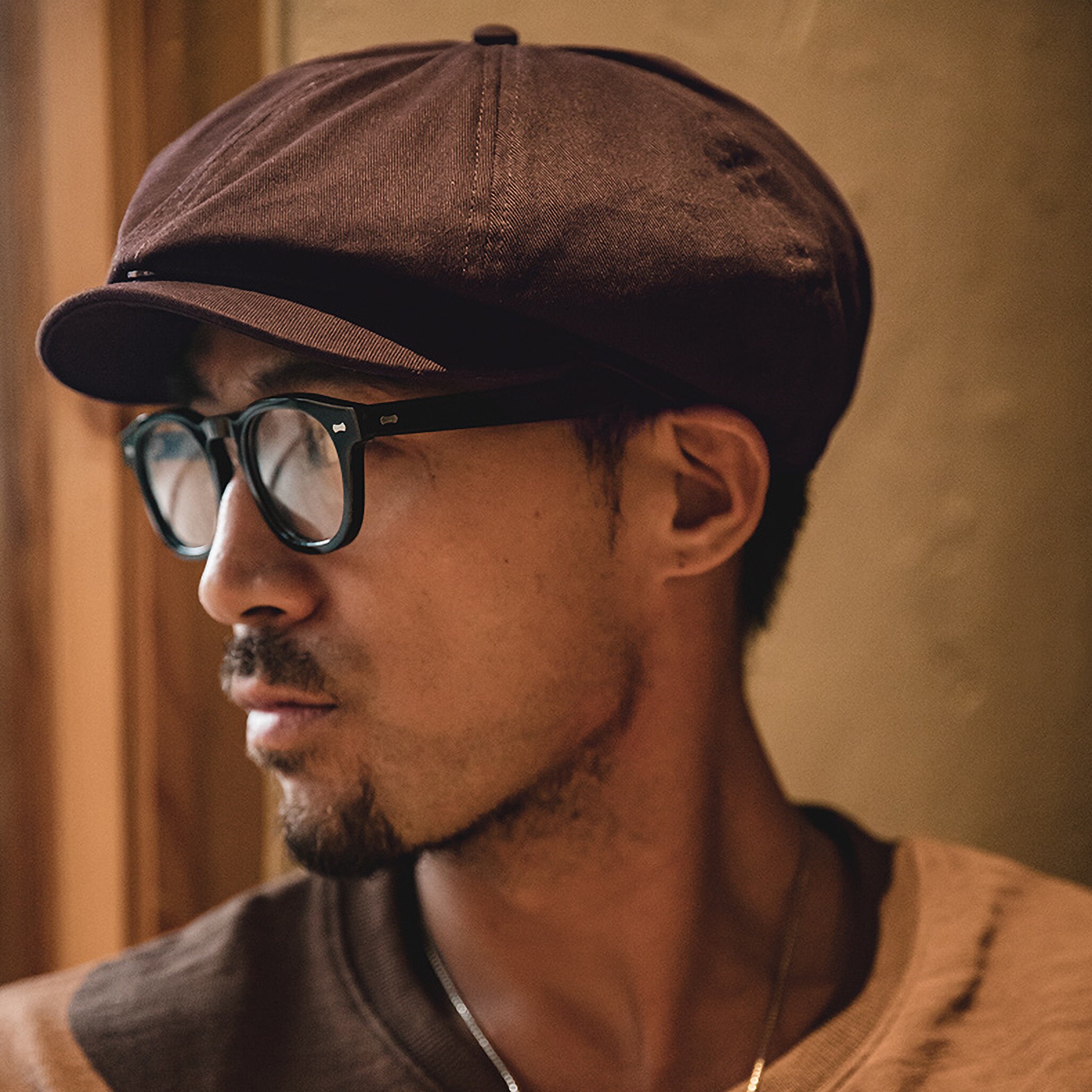 Brown, Cotton, Newsboy Hat, Berets, Cap, Vintage Style, Uni-sex, Man's ...