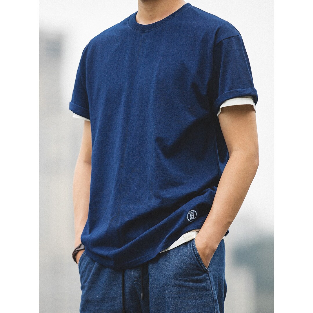 Teñido Natural Índigo Azul Estilo Japón Camiseta Crew - Etsy España