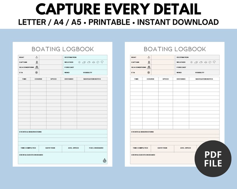 Let's Go Boating! Printable Boating Logbook | Track Your Adventures on ...