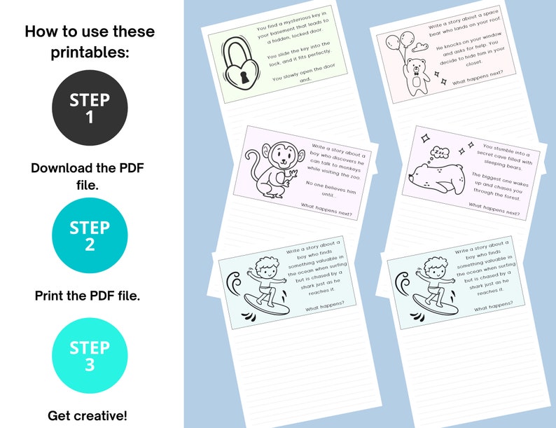 Printable Story Starters for Kids Funny and Creative Writing - Etsy