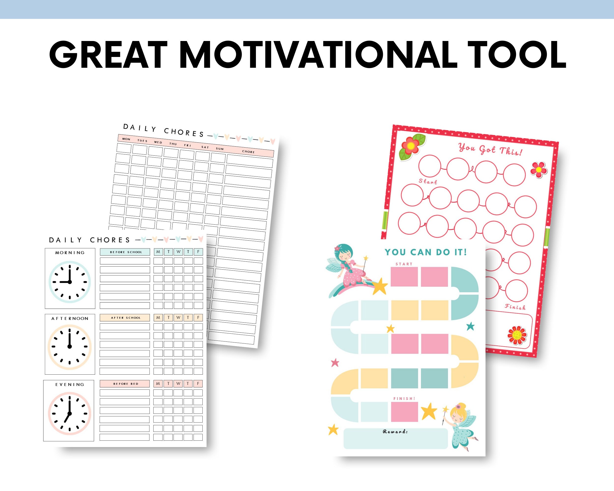 Printable Chore Chart for Kids Establish Routine and Responsibility ...