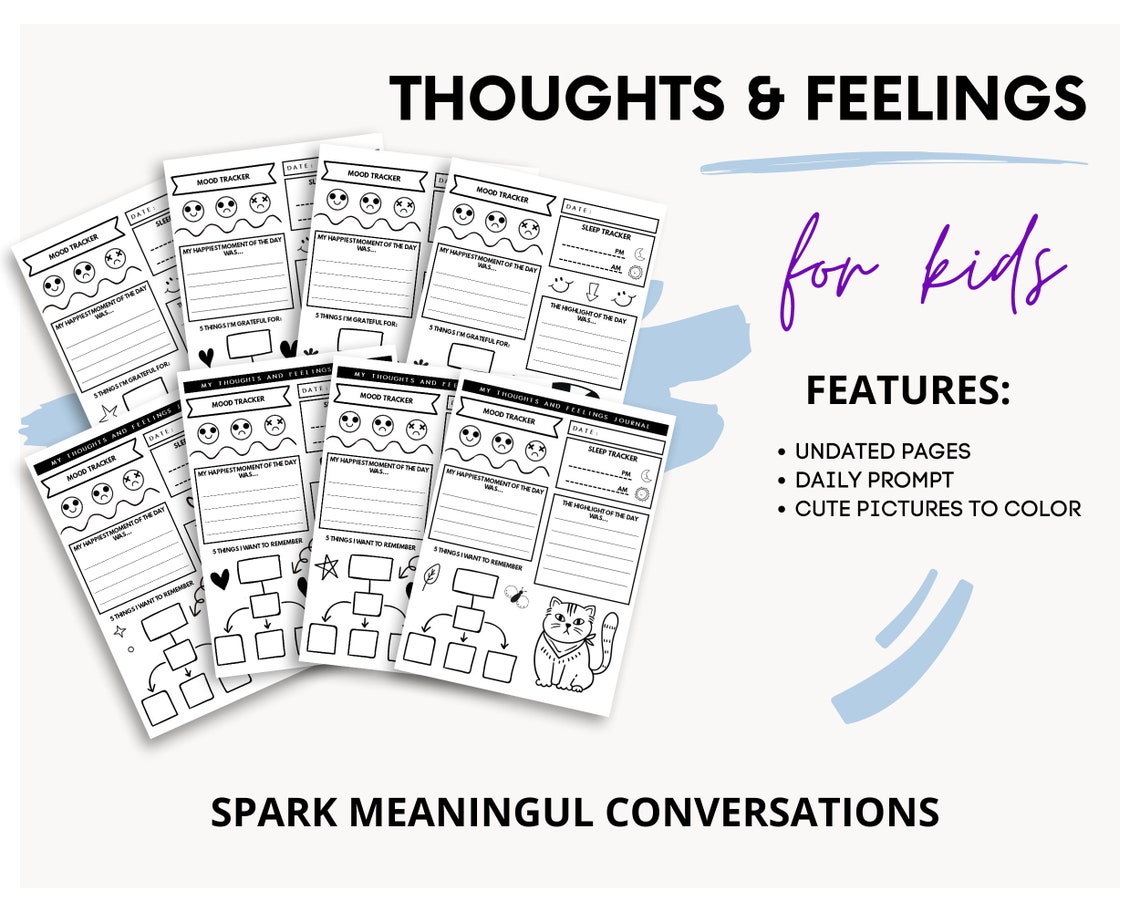 Thoughts and Feelings Journal for Kids: Help Them Communicate Their ...