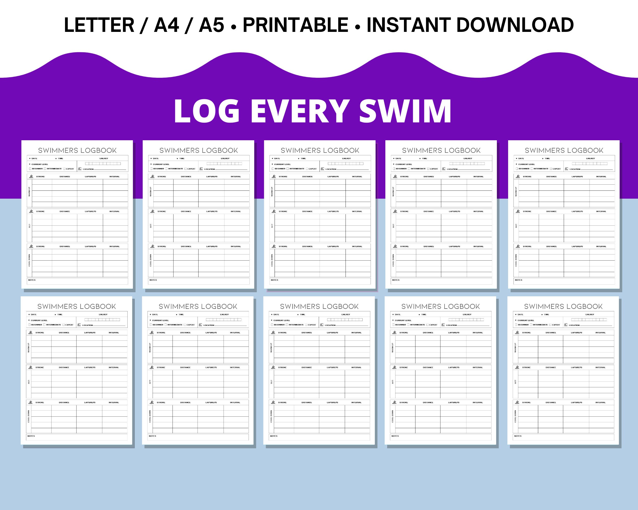 Let's Go Swimming! Printable Logbook | for All Levels of Swimmers - Etsy