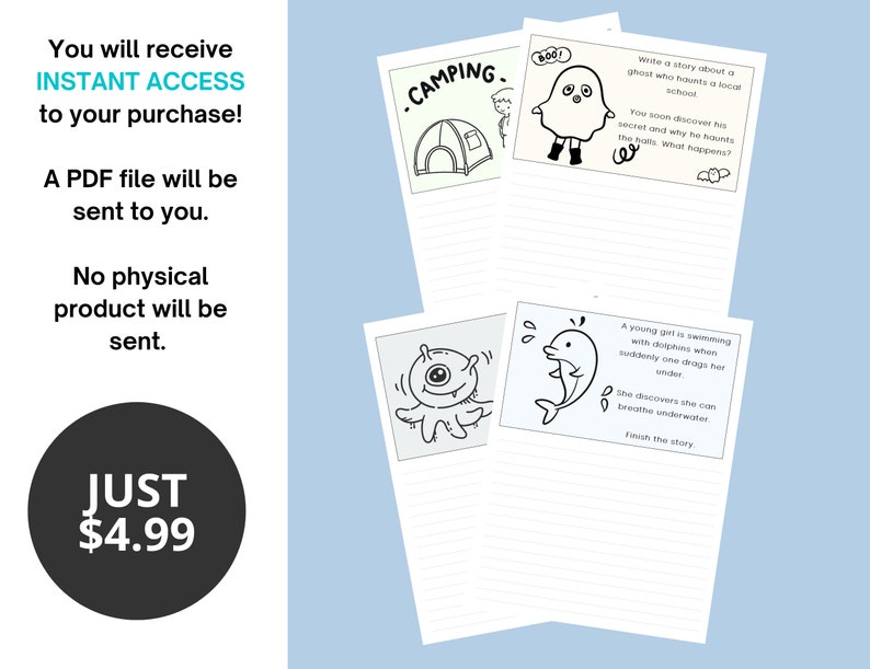 Printable Story Starters for Kids Funny and Creative Writing - Etsy