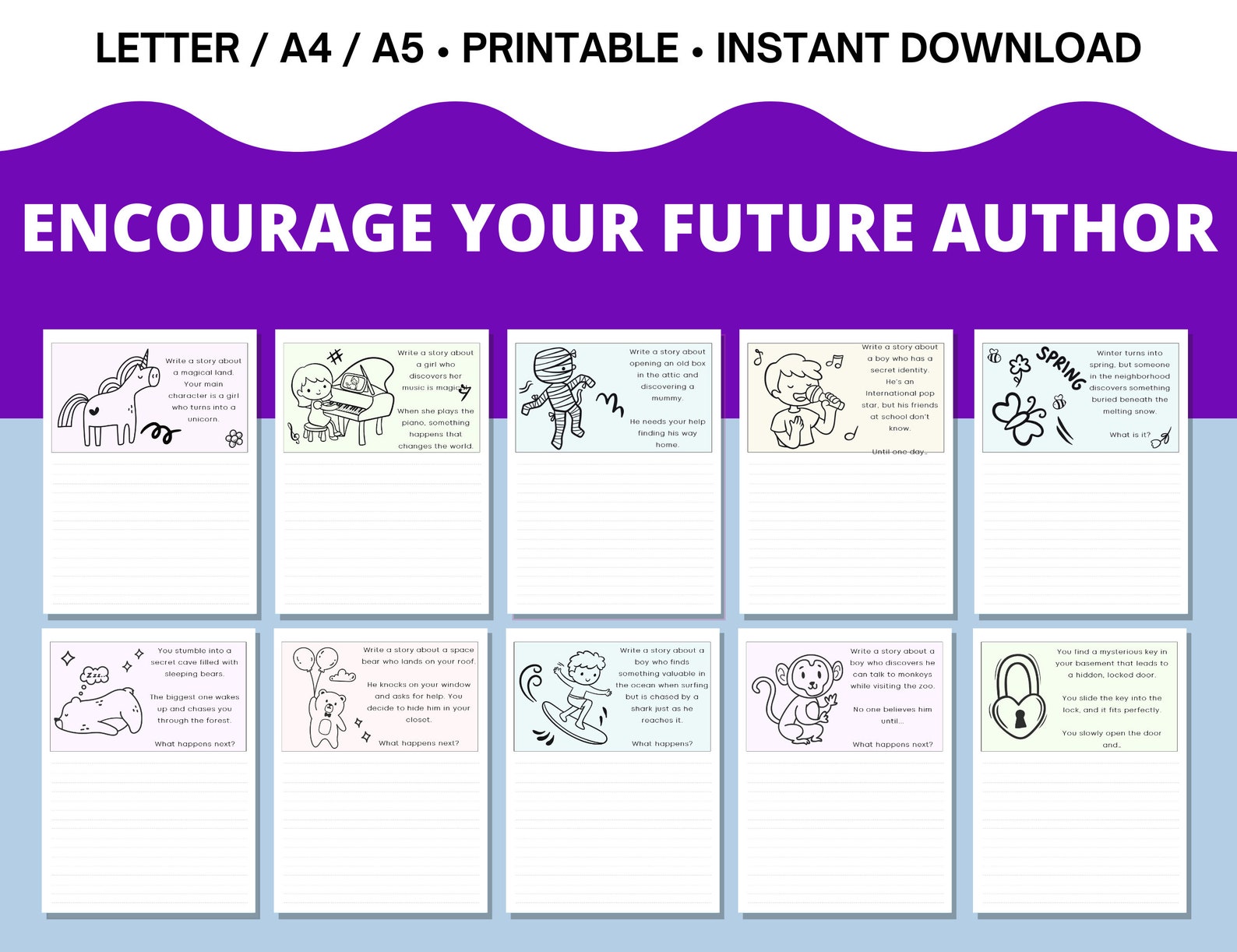 Printable Story Starters for Kids Funny and Creative Writing - Etsy