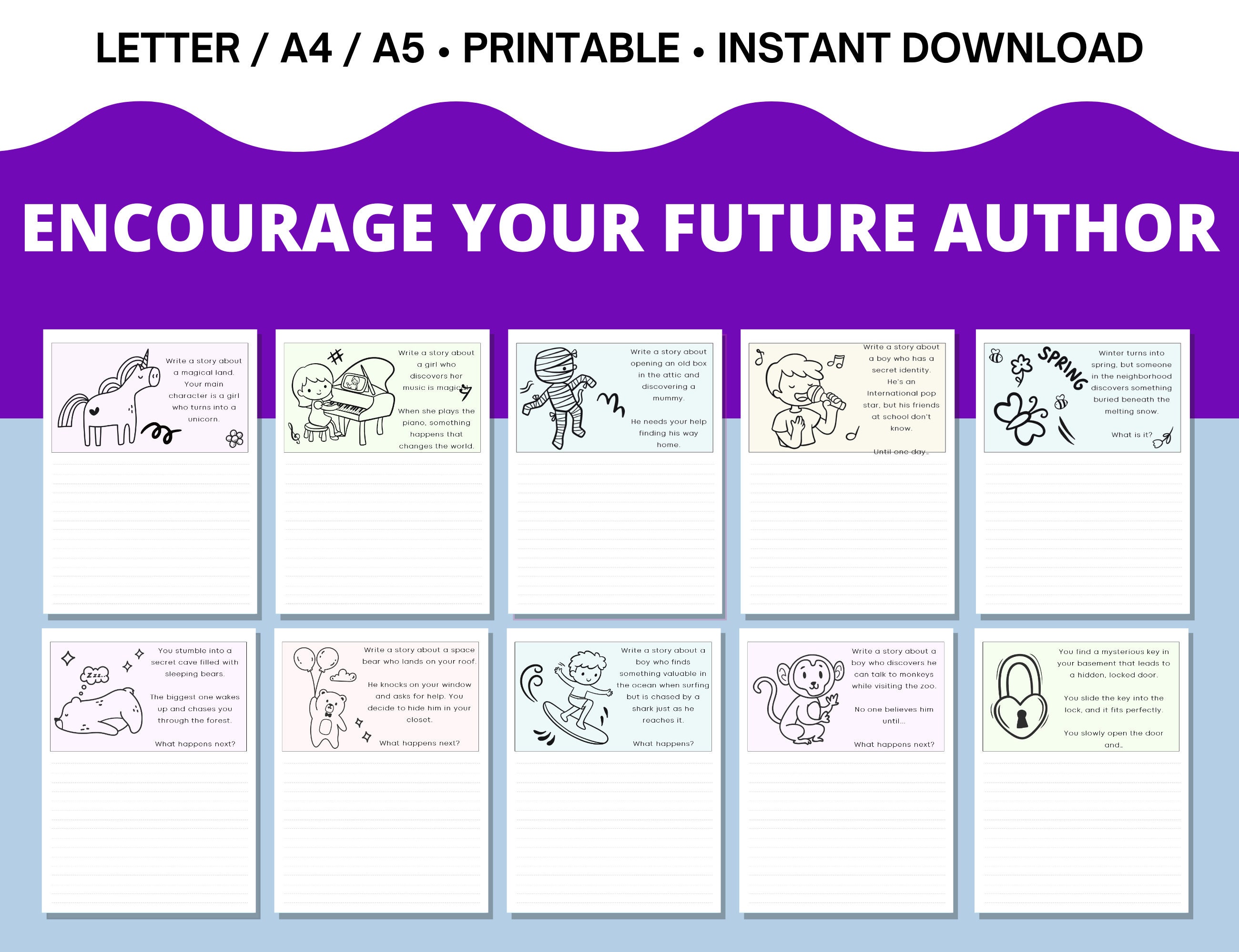 Printable Story Starters for Kids Funny and Creative Writing - Etsy Canada