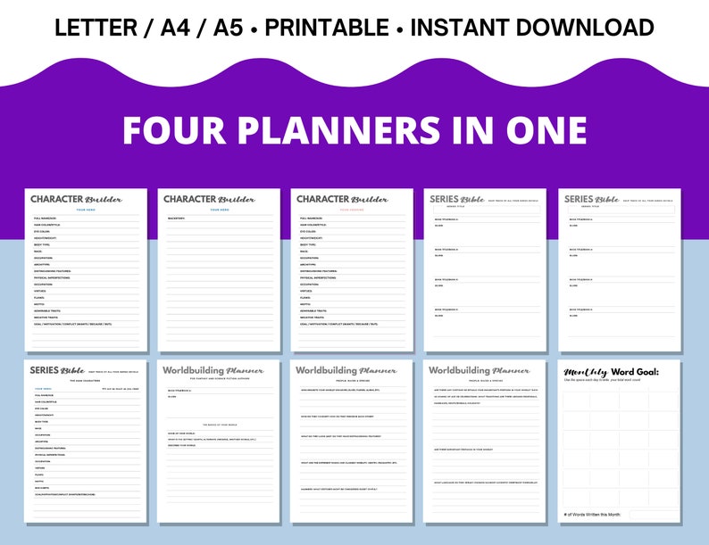 Printable Author's Ultimate Bundle Get 4 Journals in 1 - Etsy
