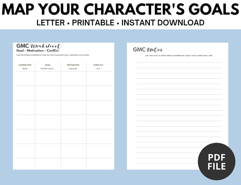 Goal Motivation Conflict Worksheet: A Printable Worksheet for - Etsy