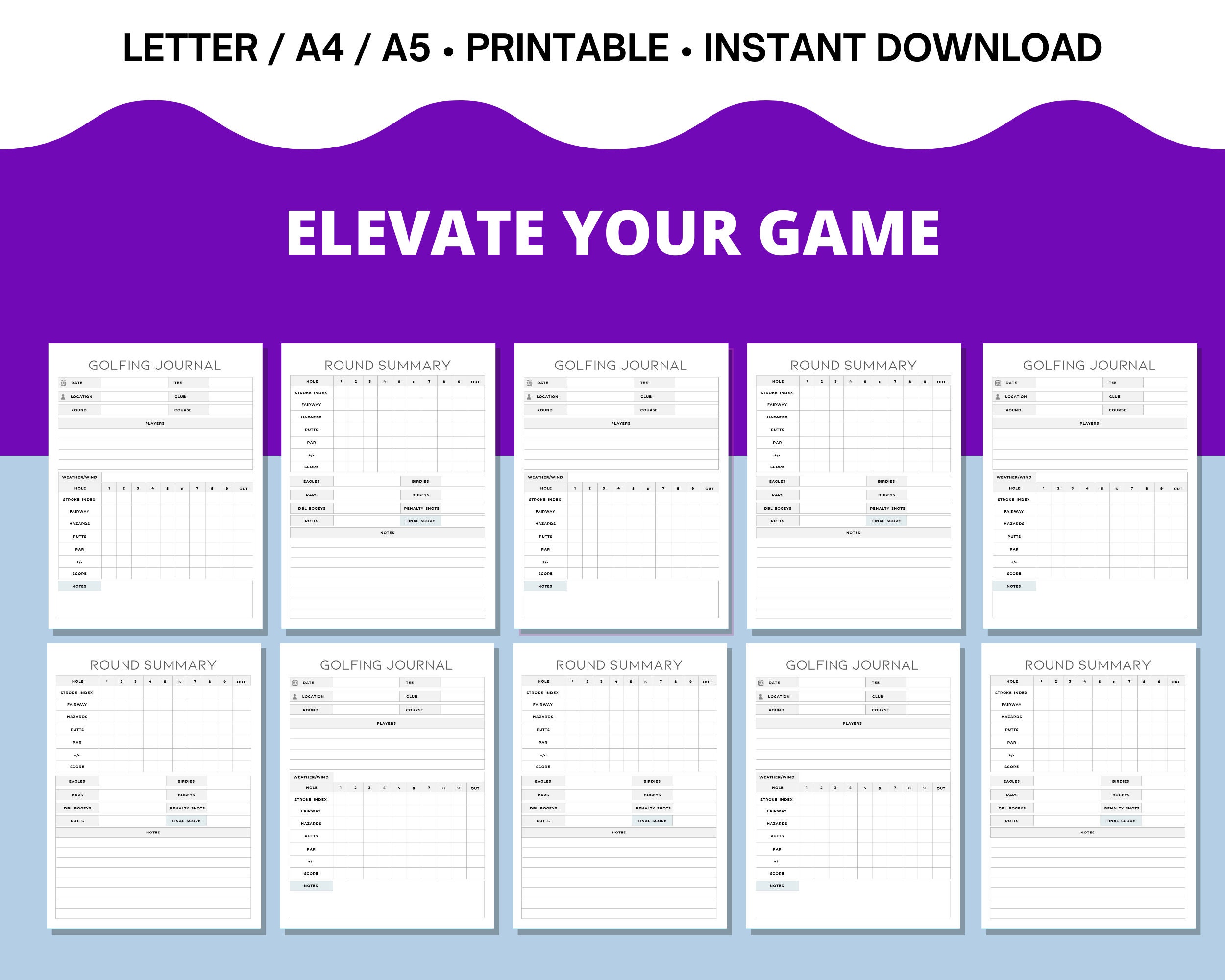 Let's Go Golfing! Printable Golfing Journal - Track Your Progress and ...