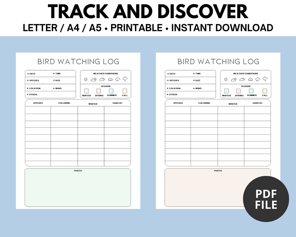 Let's Go Bird Watching! Printable Bird Watching Logbook - Track ...