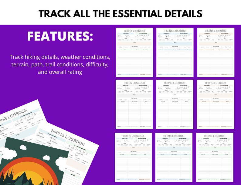 Lets Go Hiking Printable Hiking Logbook Track Explore - Etsy