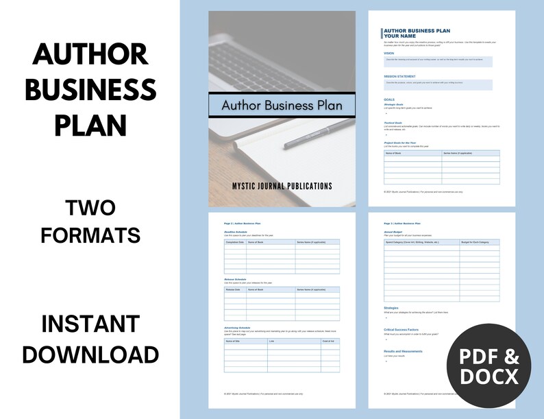 Author Business Plan: A Printable Business Plan to Fill Out - Etsy