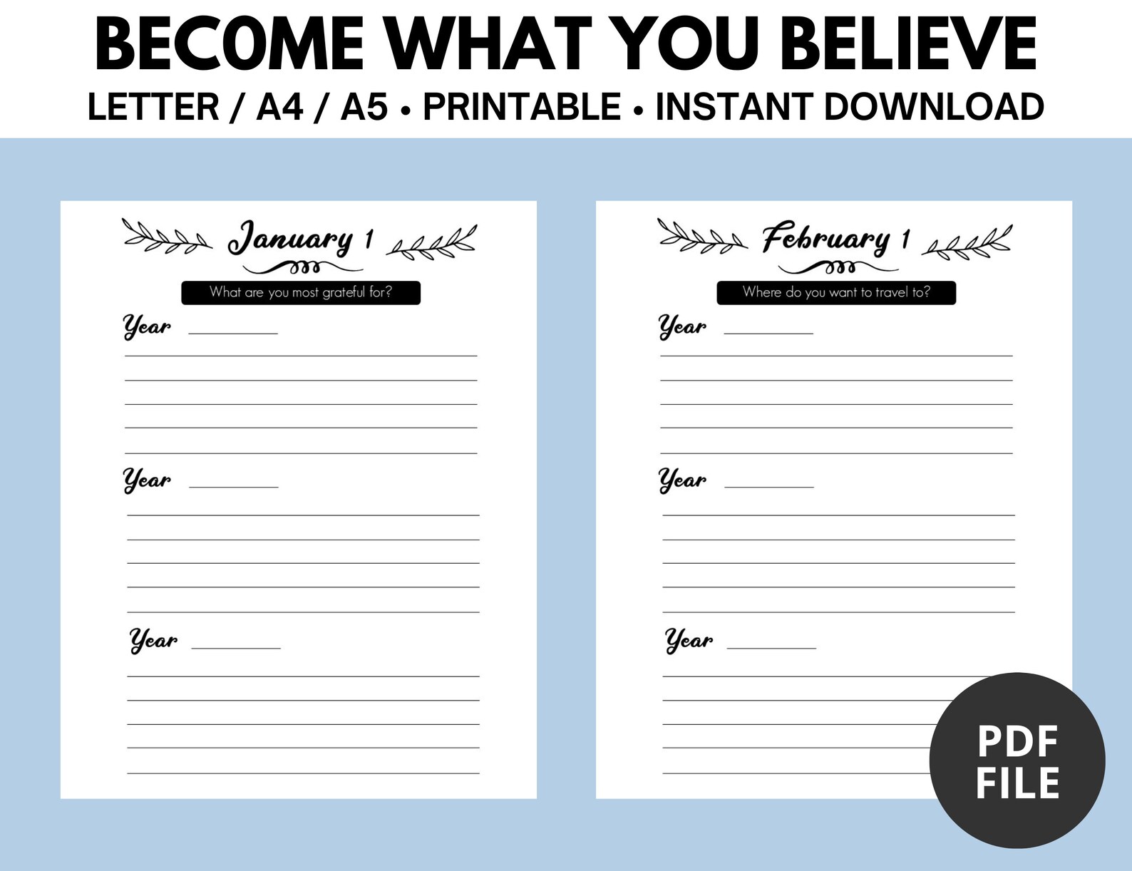 Digital Planner Question-a-day 365 Daily Prompts Three Year - Etsy