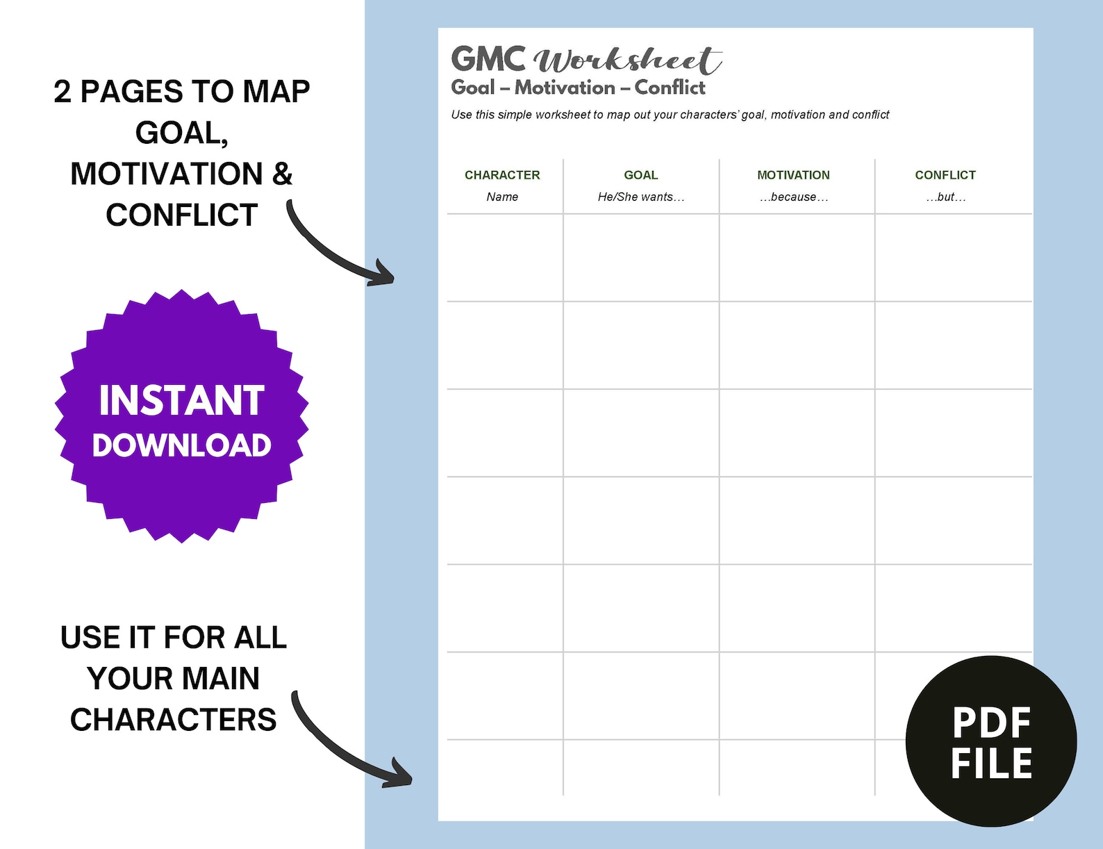 Goal Motivation Conflict Worksheet: A Printable Worksheet for - Etsy