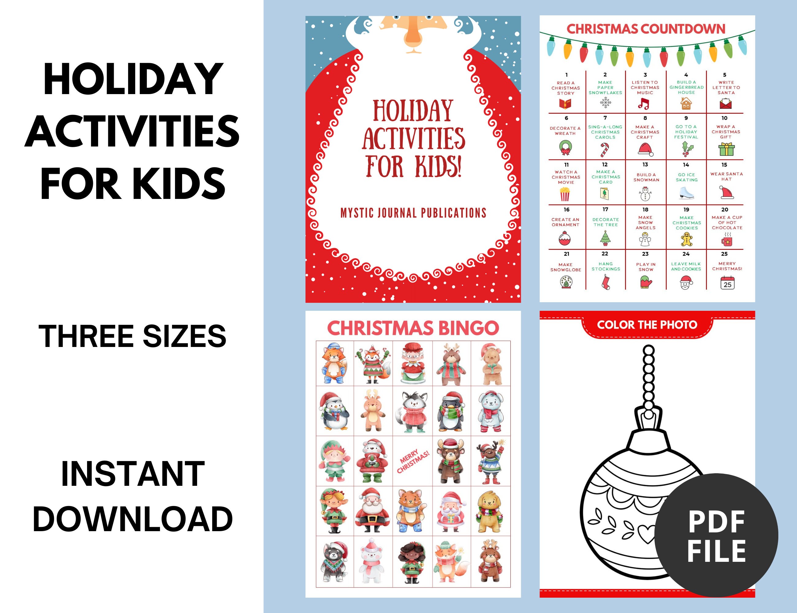 Holiday Activities for Kids: A Fun Printable Christmas and - Etsy