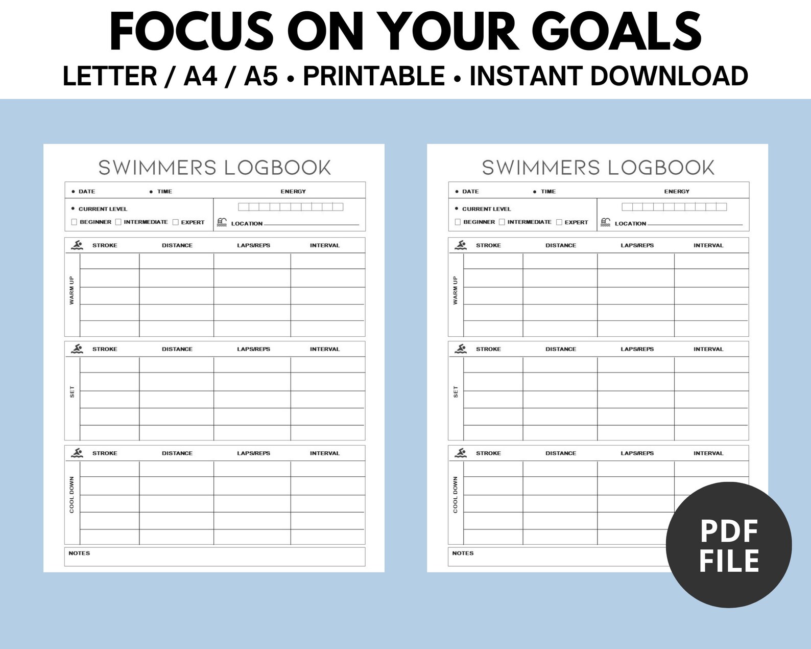 Let's Go Swimming! Printable Logbook | for All Levels of Swimmers - Etsy